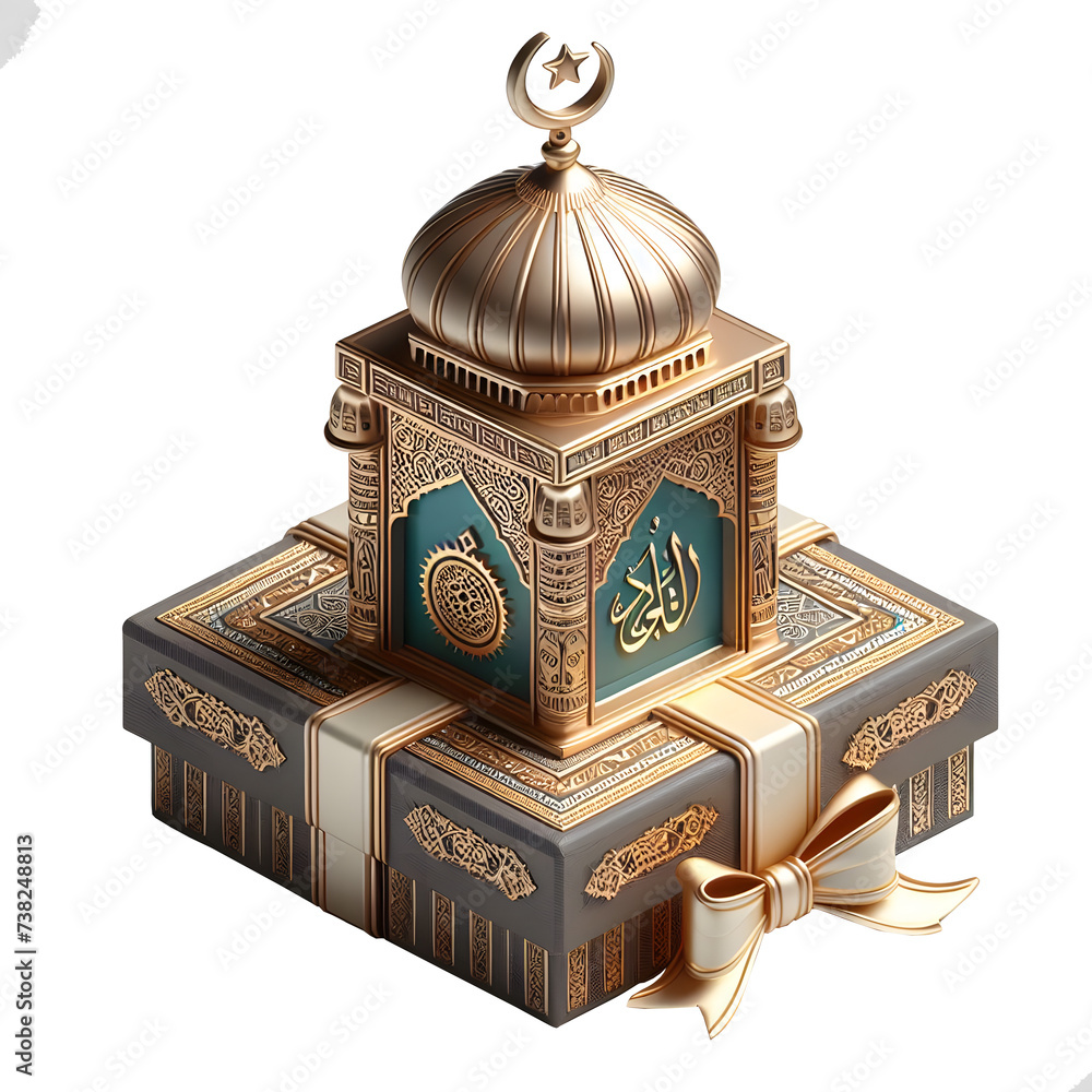 Islamic gift box design idea with minar isolated on transparent ...