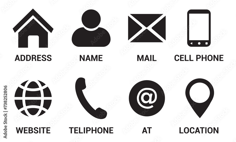 Vetor de Business contact us icon set in line style. Contact ...