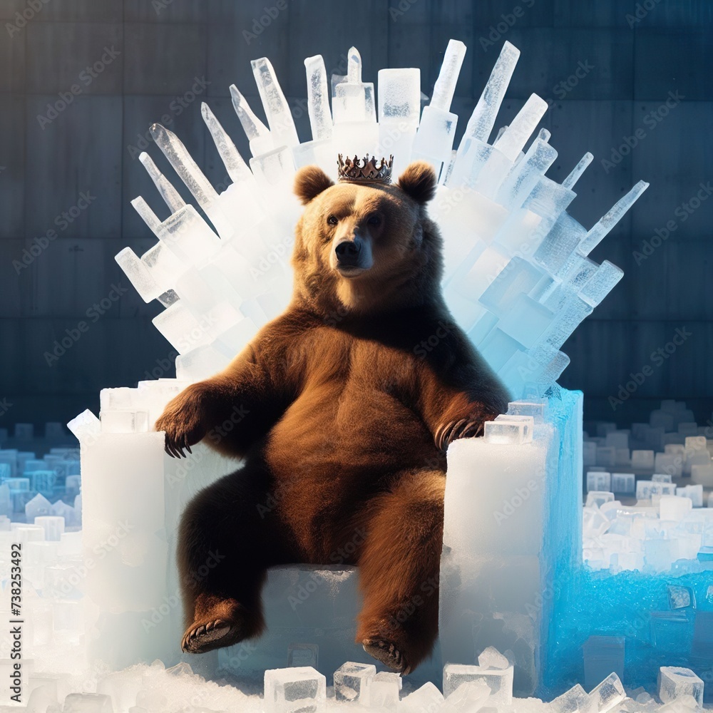 King Bear Sitting on an Icy Throne. Can be used to reflect concepts ...