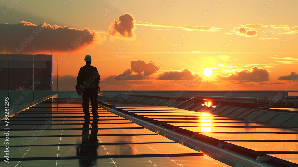 Engineer's Dawn: A Photorealistic Portrayal of a Solar Cell Factory ...