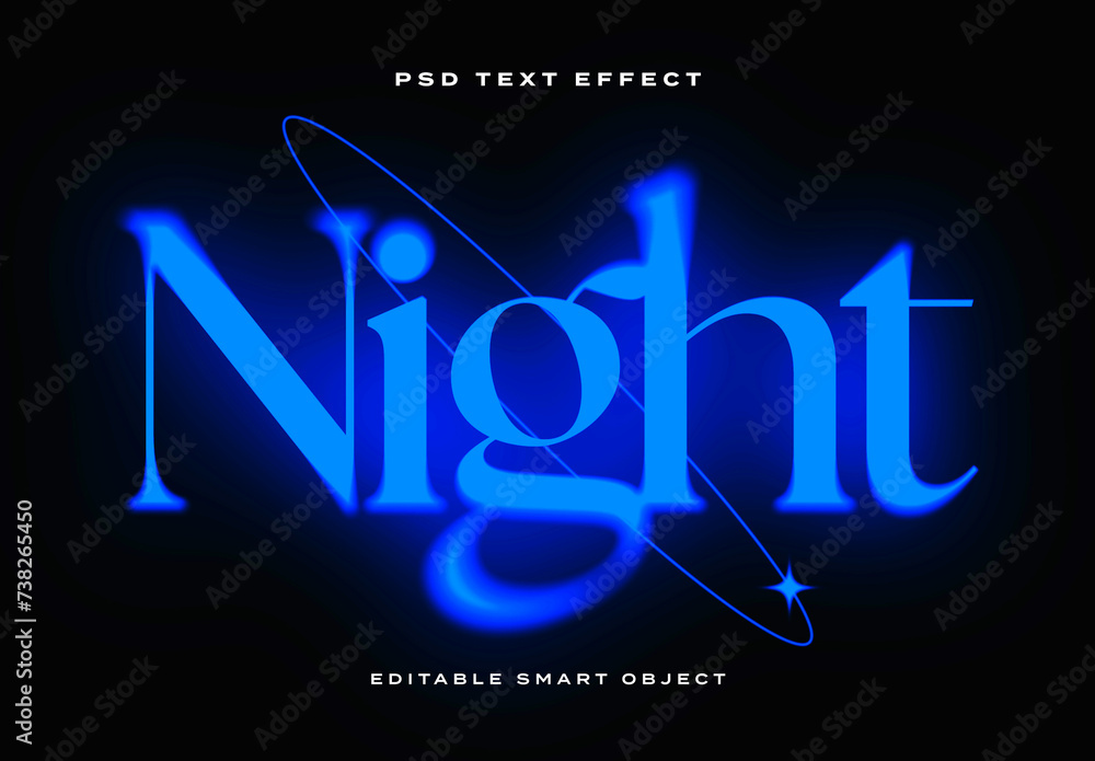 Resplendent Night Blue Text Effect Stock Template | Adobe Stock