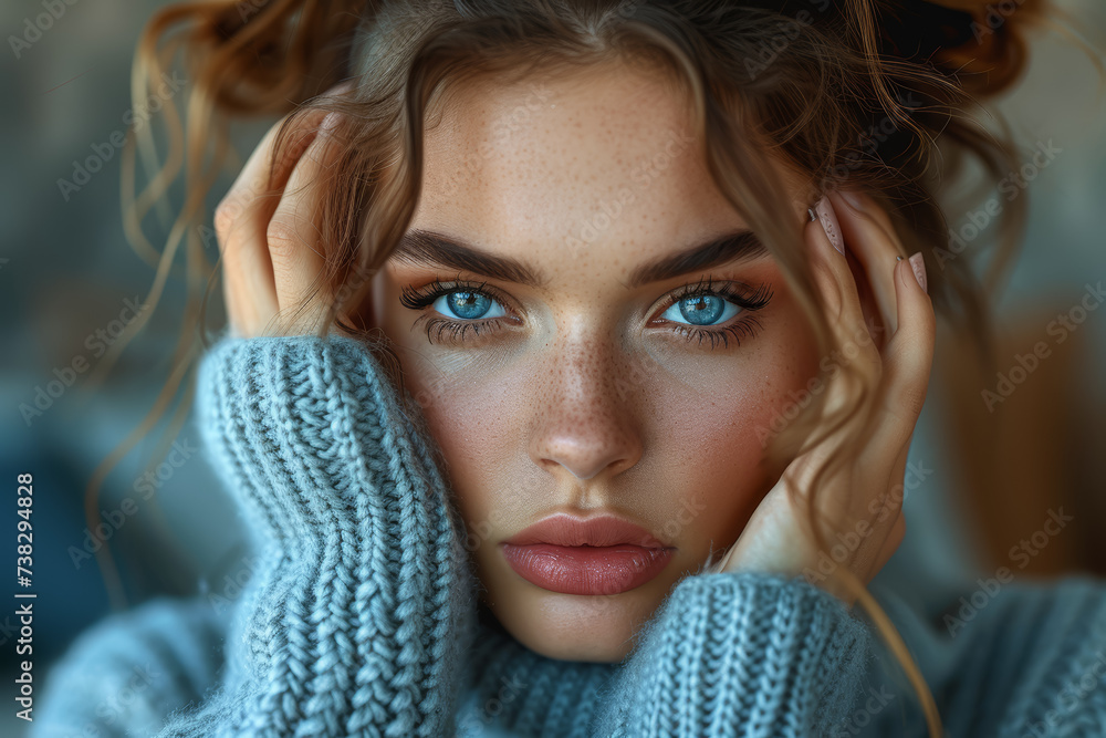 A woman clutching her temple with a wince, dealing with symptoms of a ...
