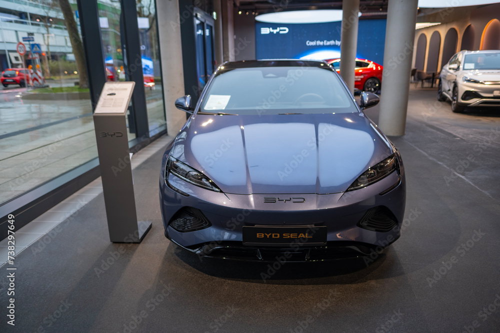 BYD Seal 2024 Electric Car rear view, lilac metallic SUV Chinese ...