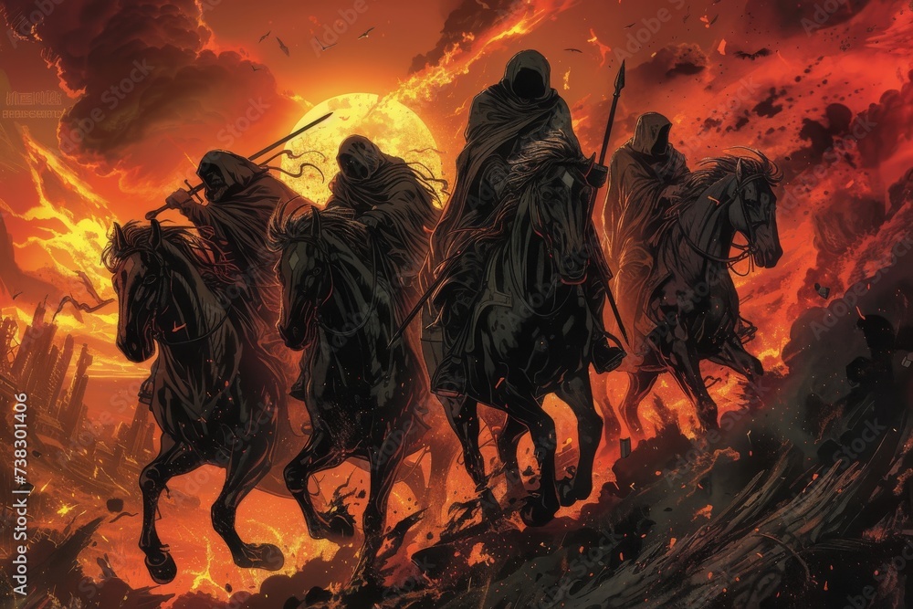 A captivating illustration of the Four Horsemen of the Apocalypse ...