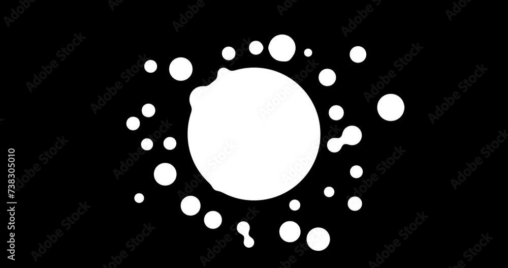 Animated white banner on black background. Looped animation of liquid ...