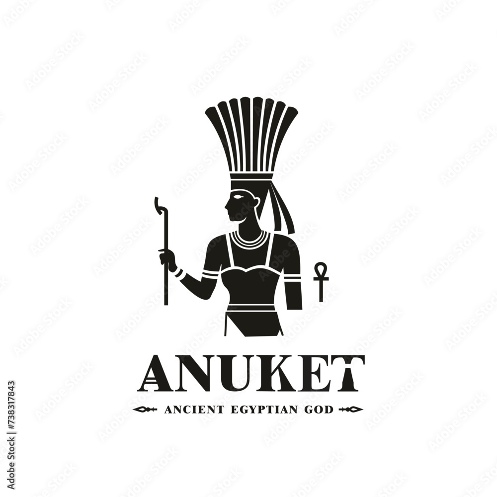 Ancient egyptian god anuket silhouette, middle east god Logo Stock Vector | Adobe Stock