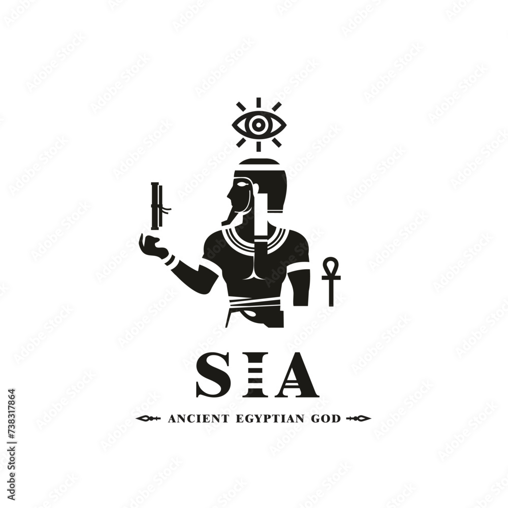 Vecteur Stock Ancient egyptian god sia silhouette, middle east god Logo ...