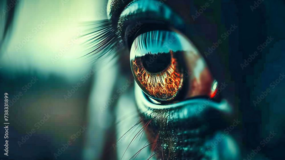 Macro of a human eye, detailed beauty and vision, iris and eyelashes in ...
