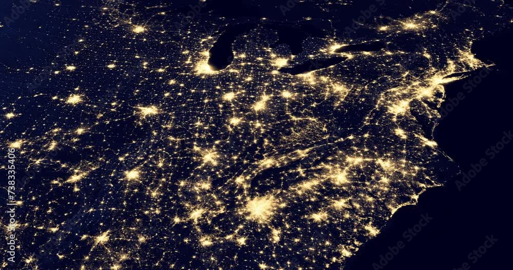 Video Stock Beautiful Light of Night Cities USA from the Orbiting ...