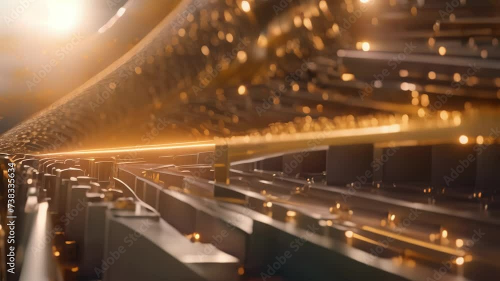 visually striking very long shiny metal structure adorned with lights ...