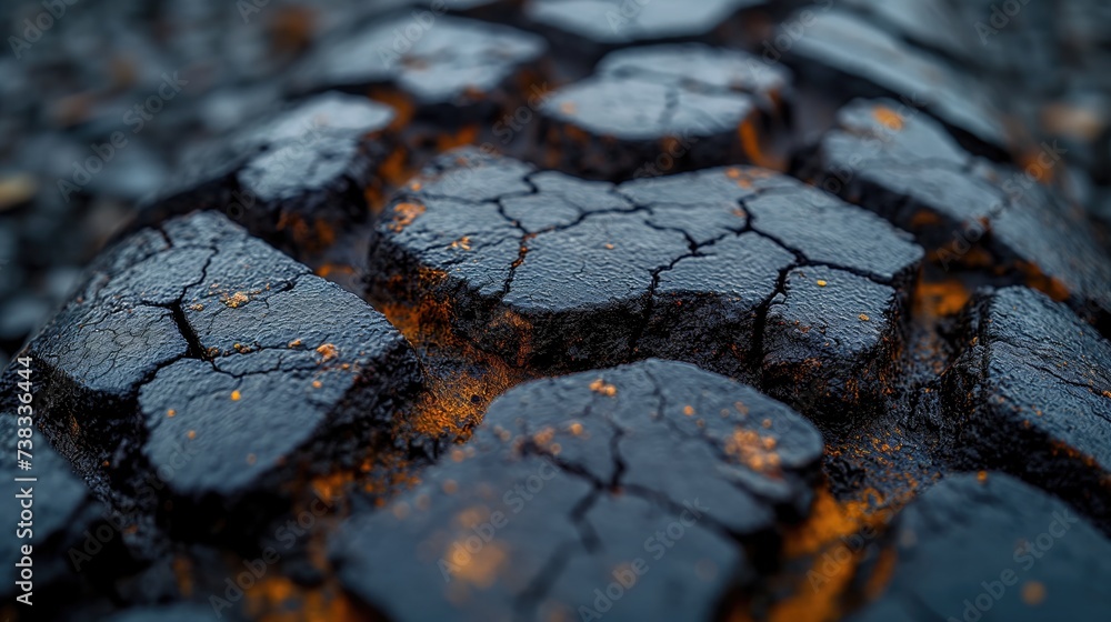 Close-up detail reveals the accumulation of dirt, dust, and grime on ...