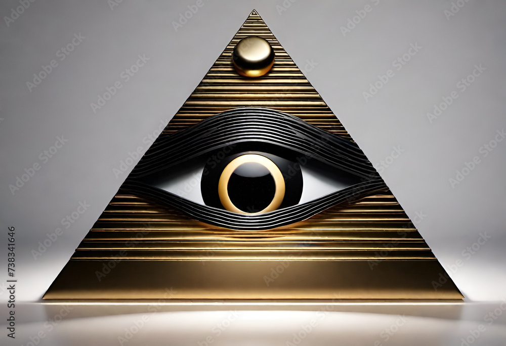 pyramid with one eye on it, freemasons symbol on minimal background ...