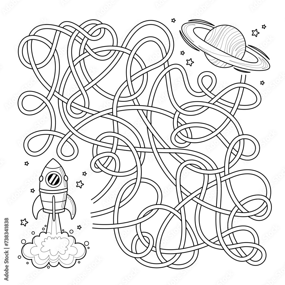 Outline maze kids game. Kids contour Labyrinth puzzle for children ...
