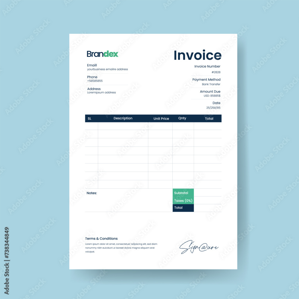 clean and professional business invoice template vector, modern receipt ...