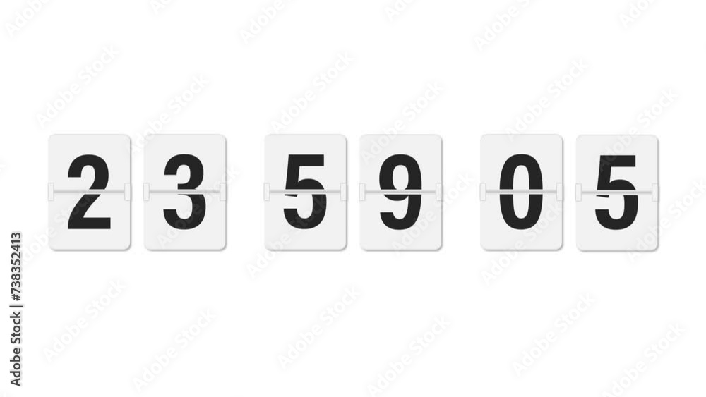 Animation of the countdown to the last minute of the day. Clock ...
