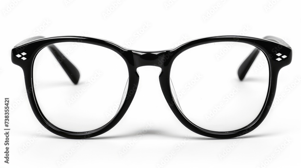 A photograph of black nerd glasses, isolated on a white background ...