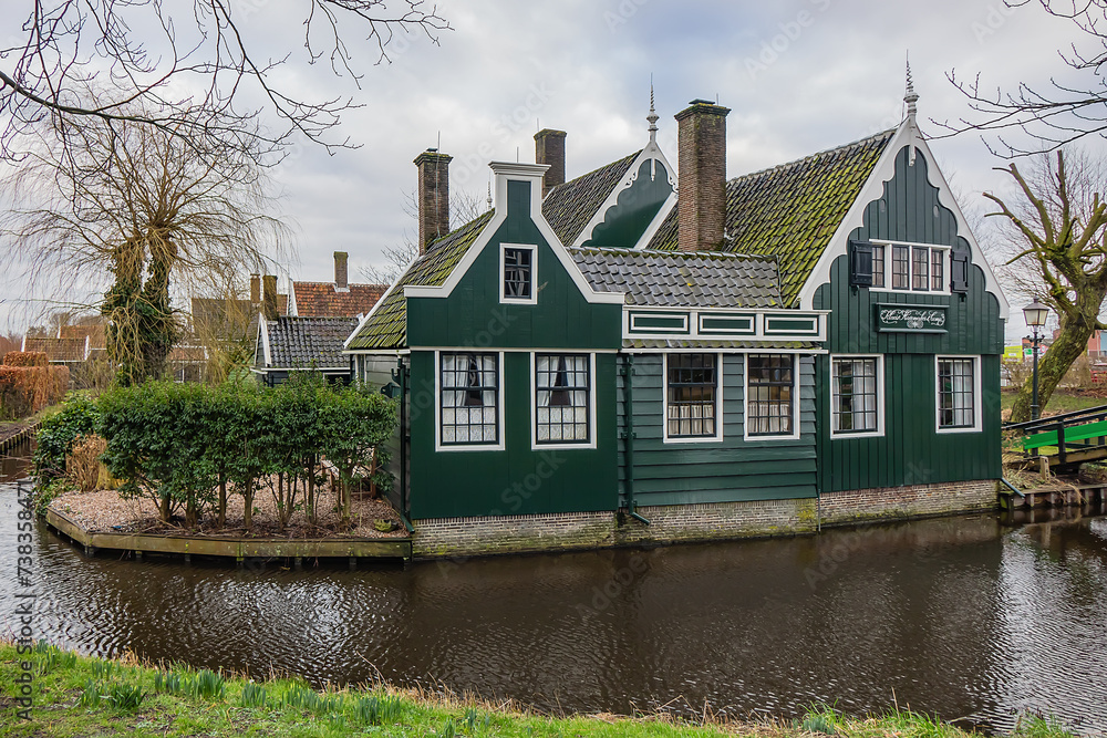 Traditional Dutch house in Zaanse Schans - a small typical Dutch ...