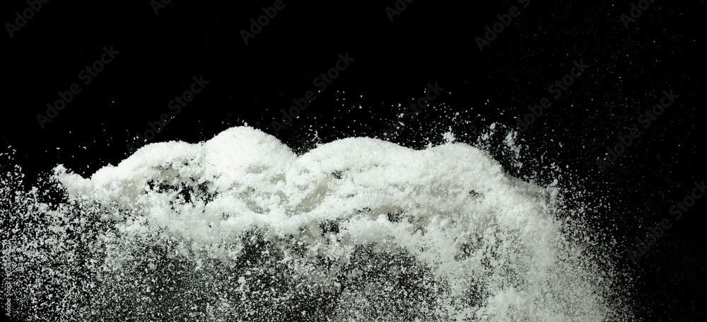 Explosion of snow falling down from sky or roof, heavy big small size ...