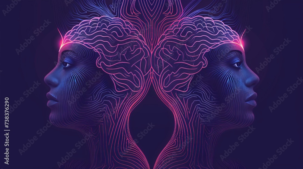 The mental health concept is depicted through a vector illustration ...