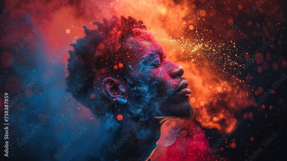 Color dust explosion background, color paint explosion splashing around ...