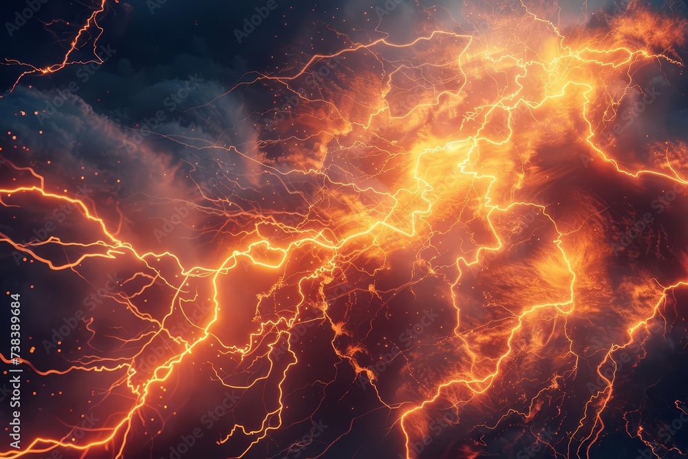 Vivid lightning bolt striking with dynamic energy Rendered in 3d for a ...