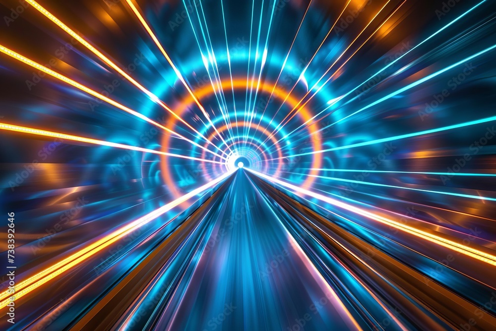 Futuristic neon tunnel with speed light effects Creating a dynamic and ...