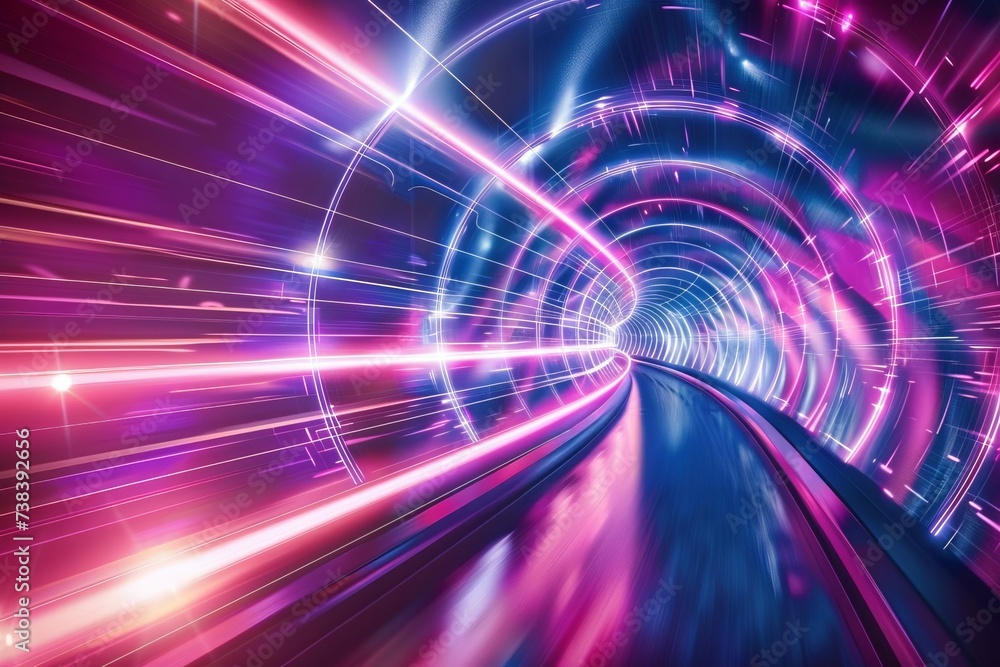 Futuristic neon tunnel with speed light effects Creating a dynamic and ...