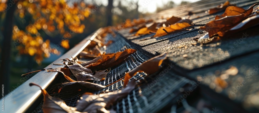 The roof's gutter had become clogged with leaves and debris, causing ...