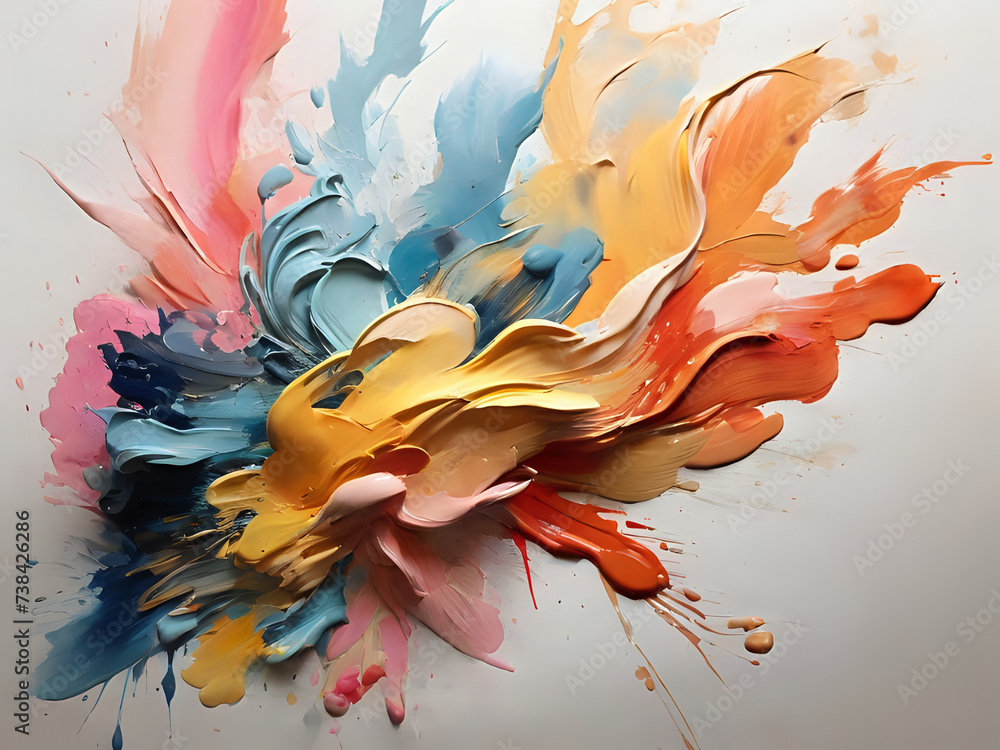 photorealistic brush strokes, burst of powders, pigment textures, textured brush strokes ...