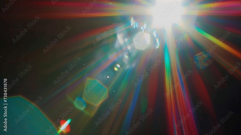 Lens flare effect on black background Abstract Sun burst sunflare for ...