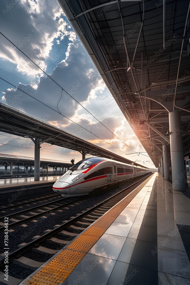 High-speed train passing station with motion blur Stock Photo | Adobe Stock