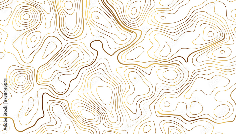 Luxury gold abstract line art background vector. Mountain topographic map background with golden ...