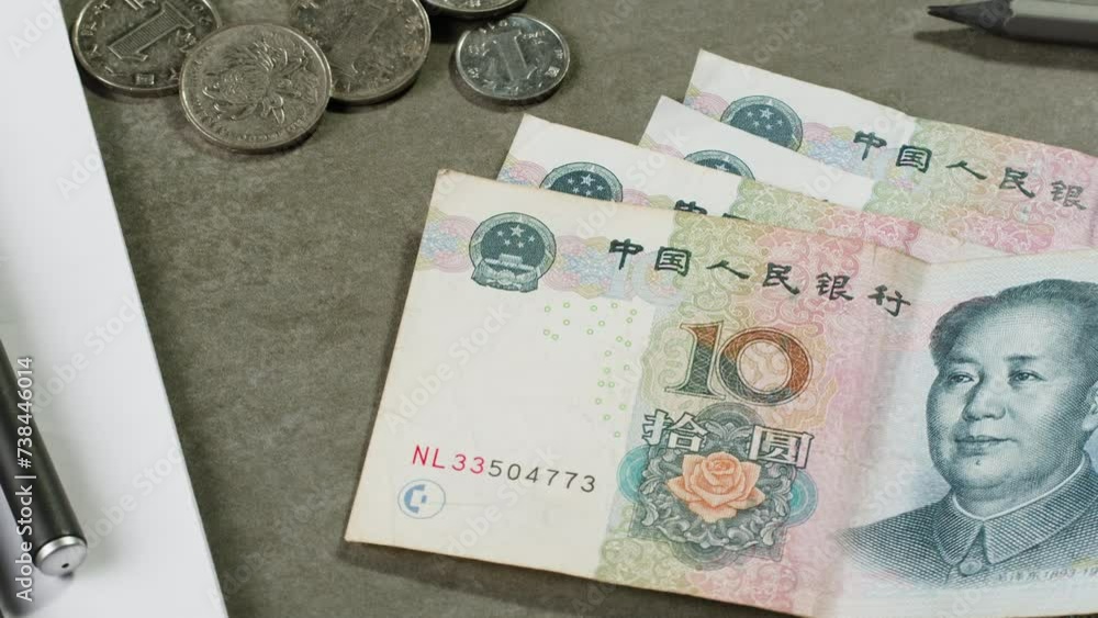 Vidéo Stock Detailed close up of 10 Yuan, the Chinese currency. 10 ...