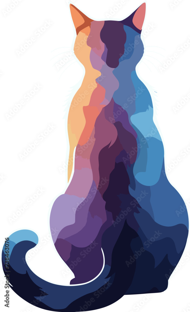 Isolated back of cat illustration in transparent background, paintting ...