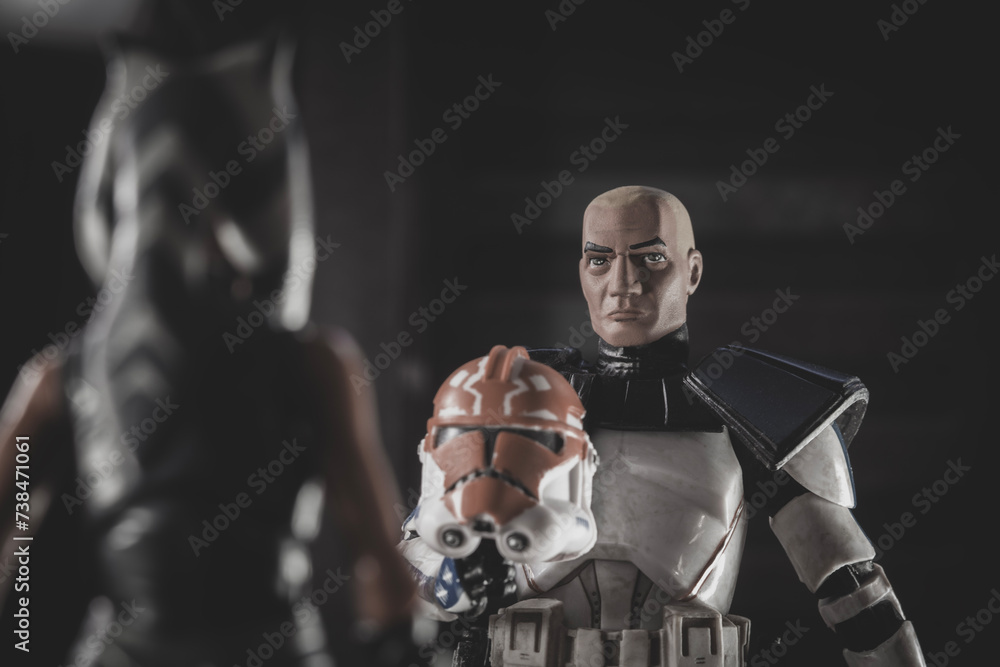 NEW YORK USA, FEB 25 2024: scene from Clone Wars Season 7, Captain Rex ...