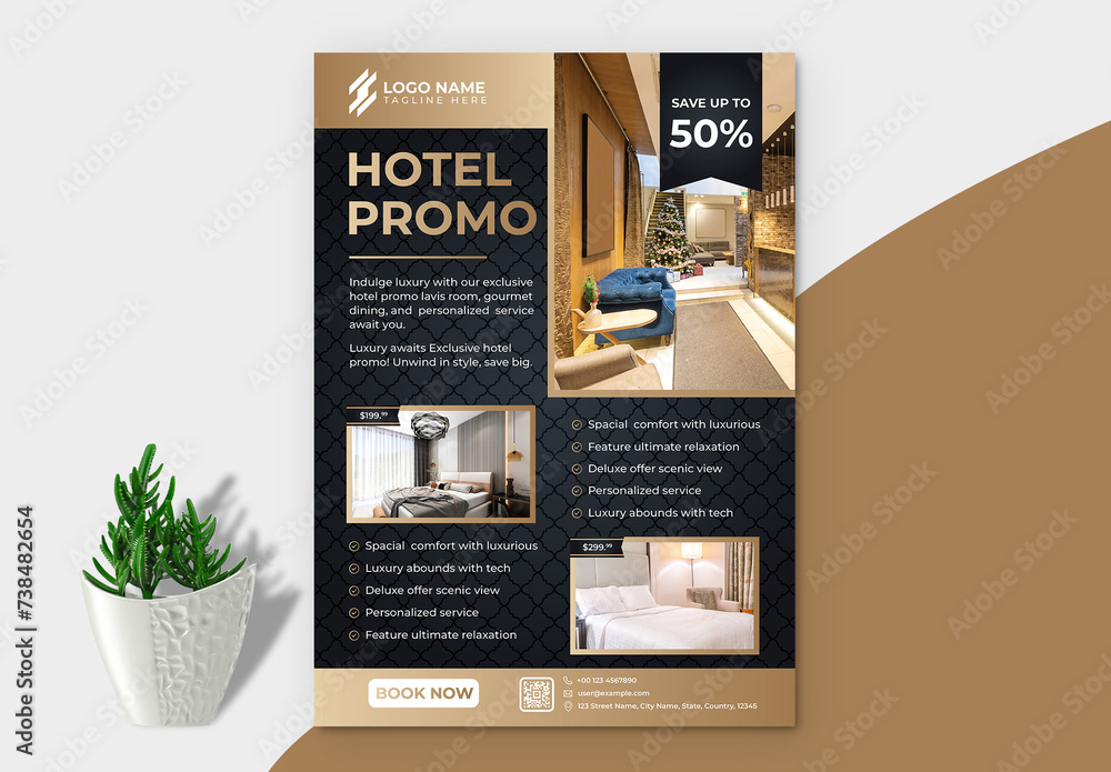 Modern Hotel Promo Flyer Layout Template Stock Template | Adobe Stock