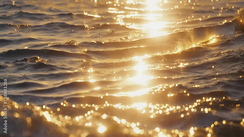 Vidéo Stock The glimmering surface of the ocean reflecting the golden ...
