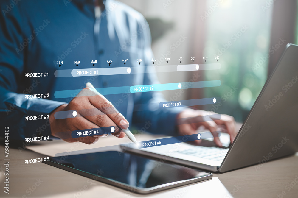 schedule, screen, software, chart, management, progress, project ...