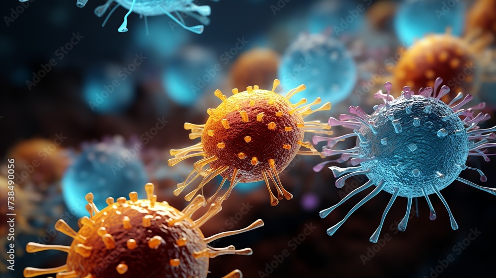 labeling of the anatomical structure of the corona virus when magnified ...