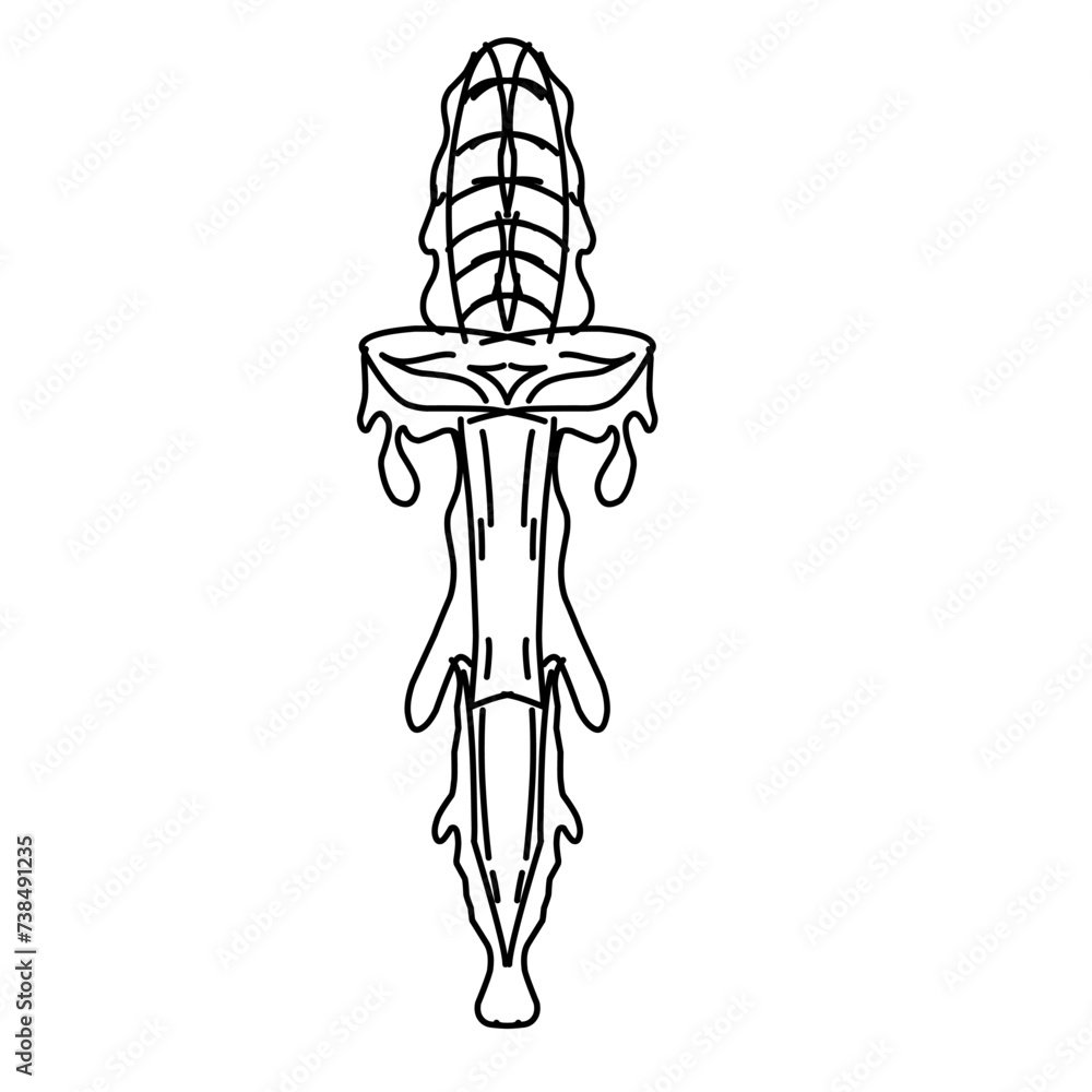 Draw the knight's sword with melted liquid. Medieval fantastic king ...