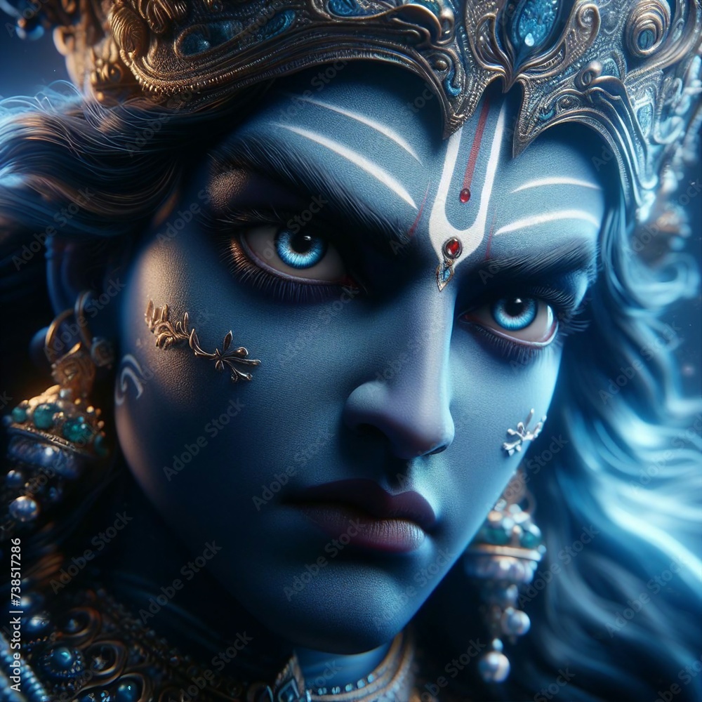 Divine Wrath: Realistic Close-Up of Lord Krishna Condemning Violence in ...