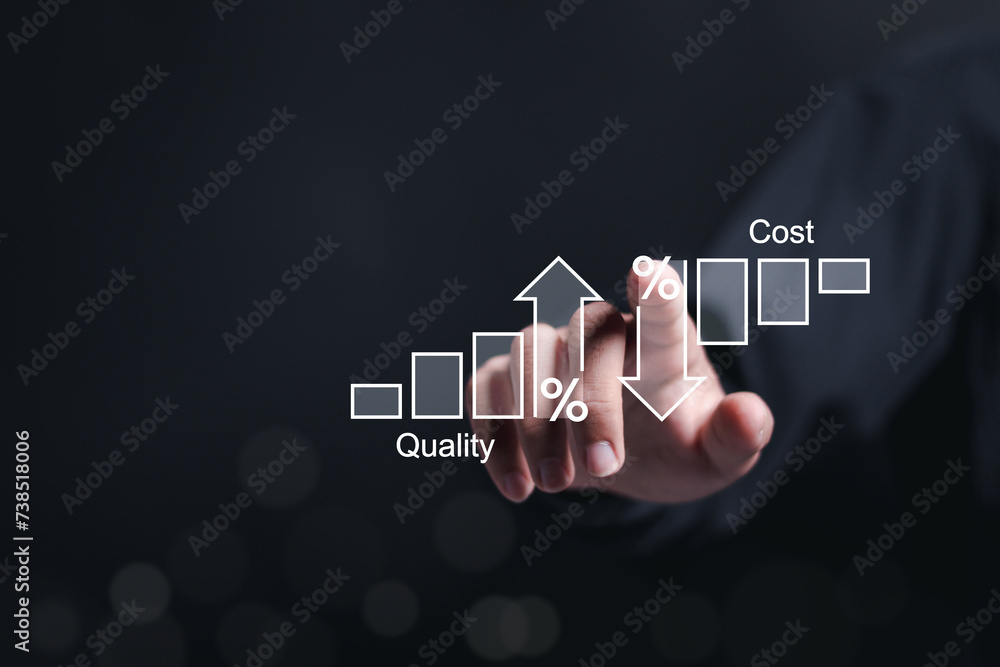 Cost and quality control concept. Quality control and company cost ...