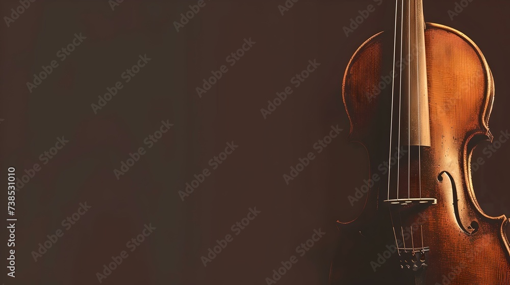 Elegant classical violin on a dark backdrop, spotlight on strings and ...