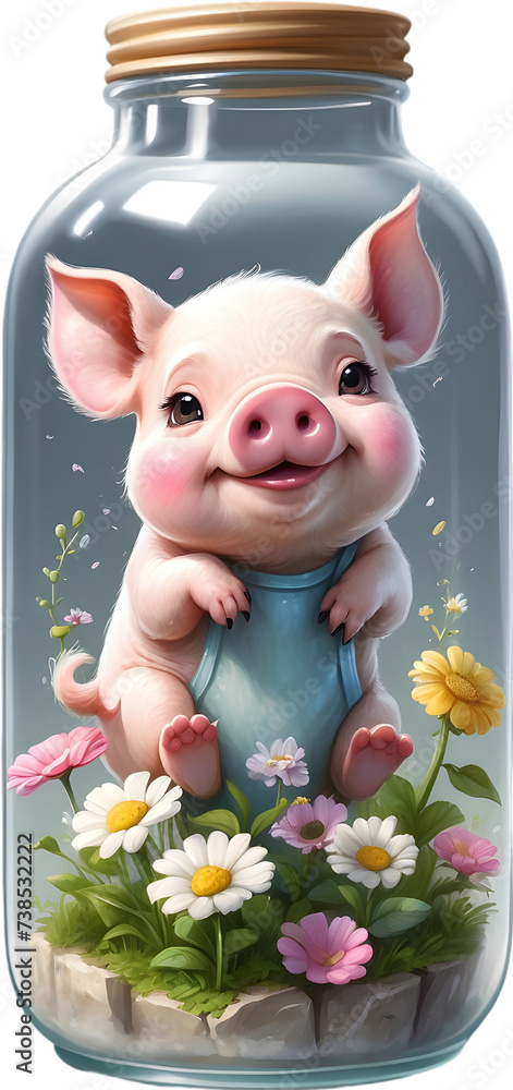 blind box lovely cute chibi pigin glass bottle ,flower garden diorama ...