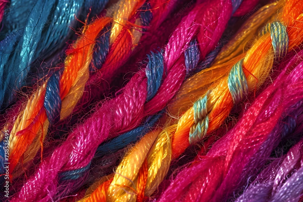 ภาพประกอบสต็อก Microscopic view of textile fibers, highlighting the ...