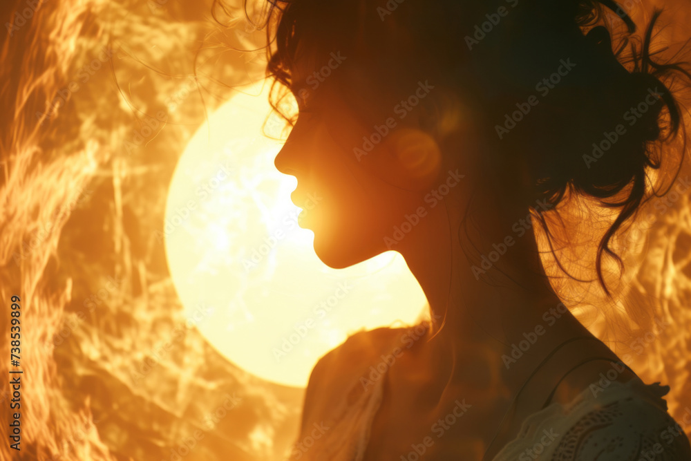 A figure is having a moment standing before the sun, captured through ...