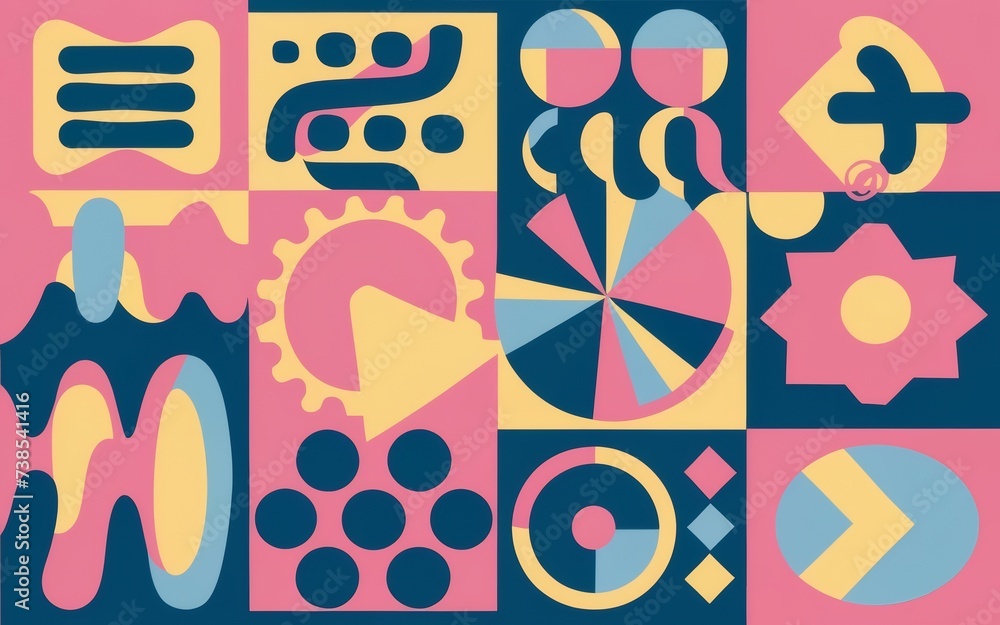 1990s aesthetic image with abstract shapes and a color palette ...