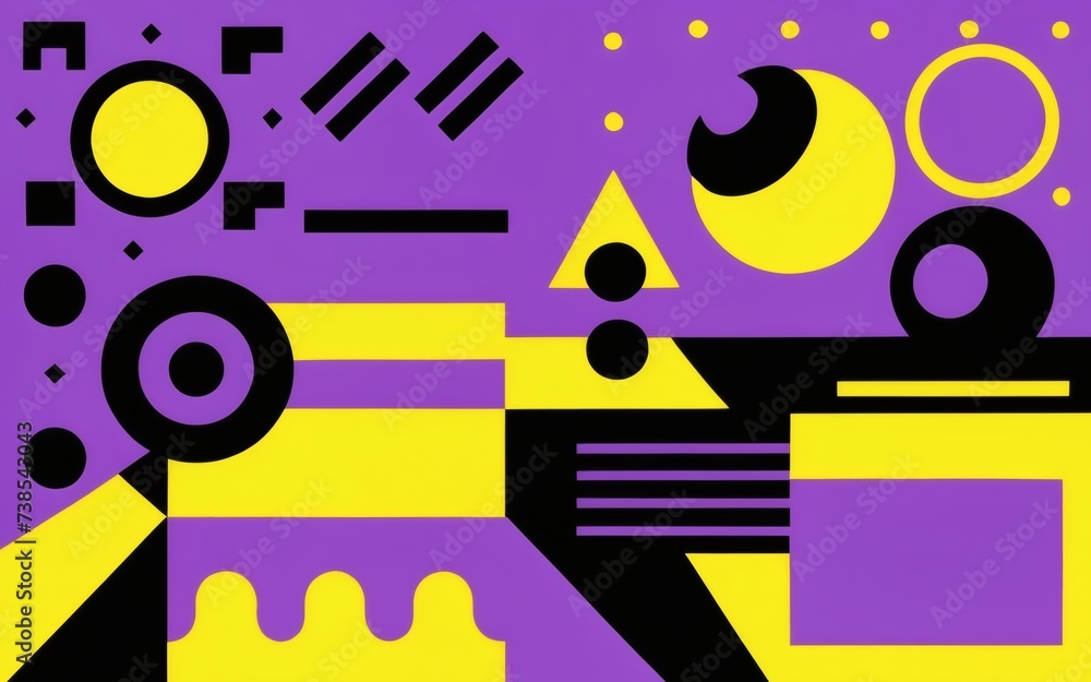 1990s scene with lively abstract shapes and a color scheme influenced ...