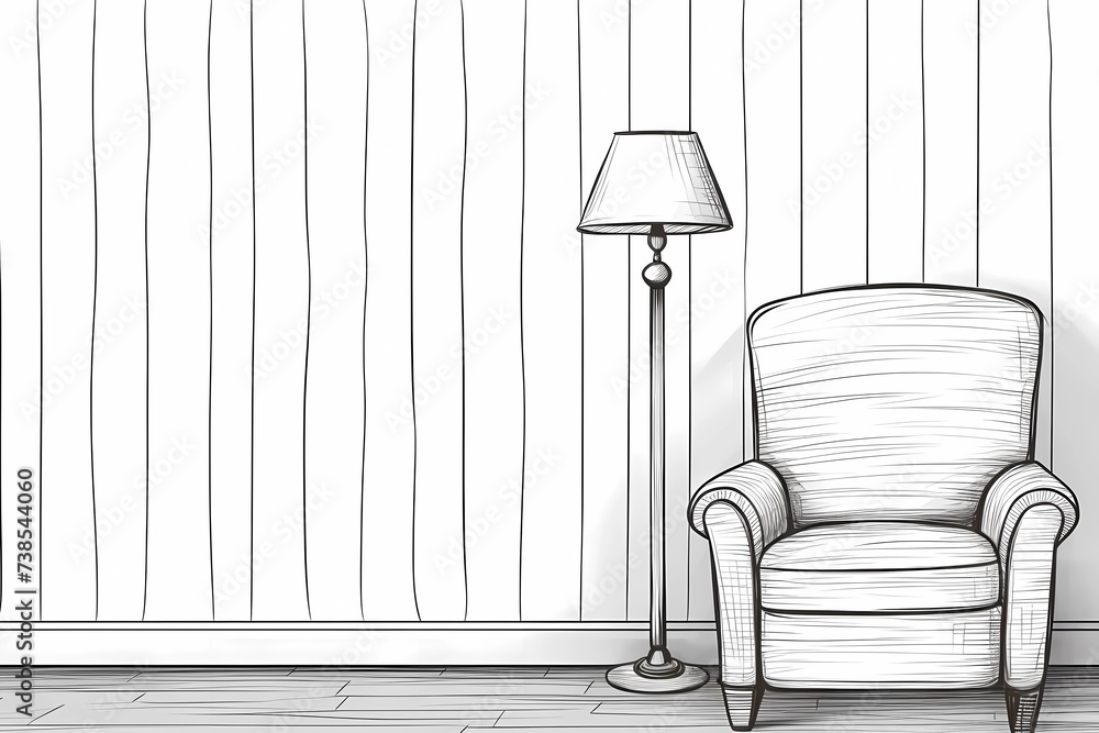 printable picture, coloring book with cozy rooms Stock Illustration ...