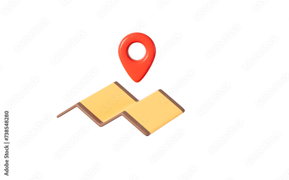 Cartoon map and location, 3d rendering. Stock Illustration | Adobe Stock